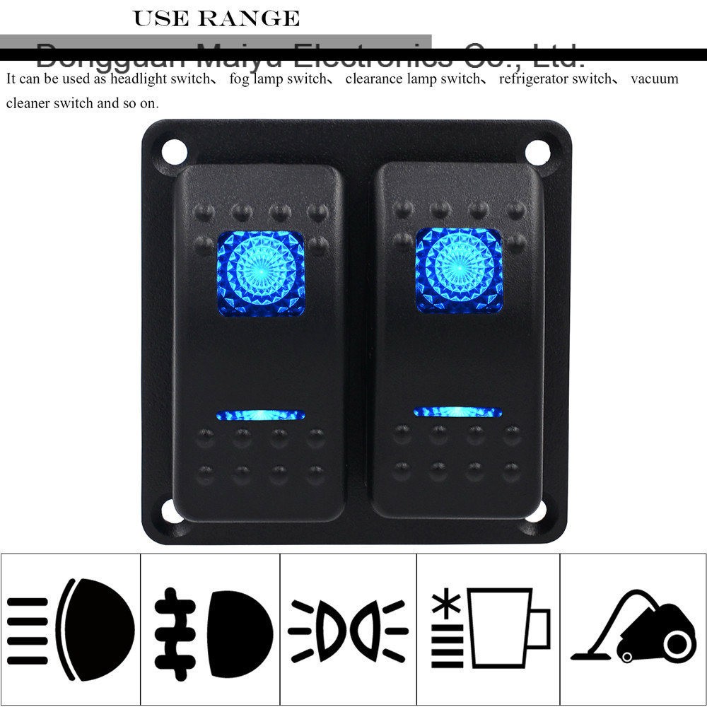 Buy 2 Gang Marine Led Rocker Switch Panel Circuit Breakers from ...