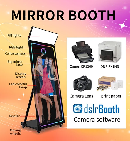 Buy 2024 Mirror Photo Booth Dslrbooth Camera Picture Magic Mirror Machine Camera Printer Kiosk ...