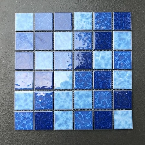 Buy Blue Square Mosaic Porcelain Stock Swimming Pool Bathroom Ceramic ...