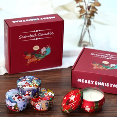 Buy Christmas Handmade Candle Set Gift Box Smokeless Soy Wax Scented ...