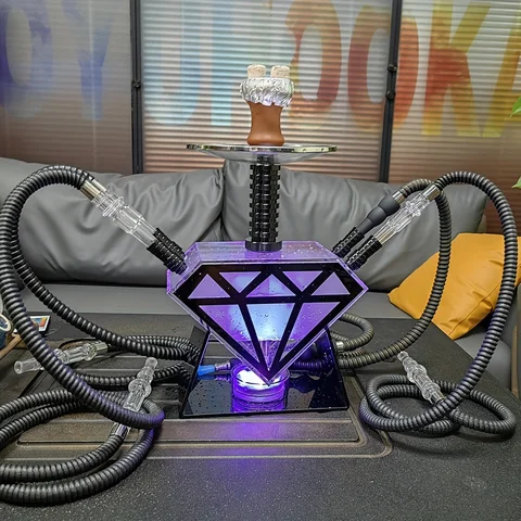 Buy Diamond Shaped 4 Hose Smoking Hookah Bar Party Led Light Diamond ...