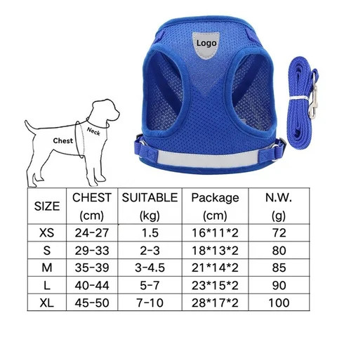 Buy Dog Harness Leashes Breathable Mesh Dog Harness Dog Chest Leash Set ...