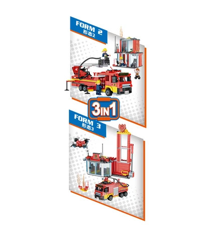Buy Fire Station Fire Truck 3in1 Building Brickstoys City Model Fire ...