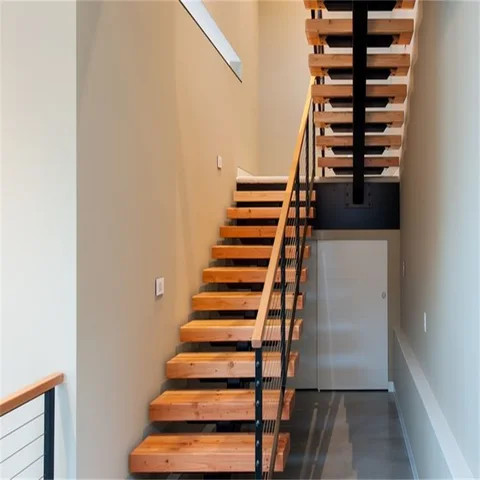 Buy High End Interior Straight Stair With Walnut Stair Treads With High ...