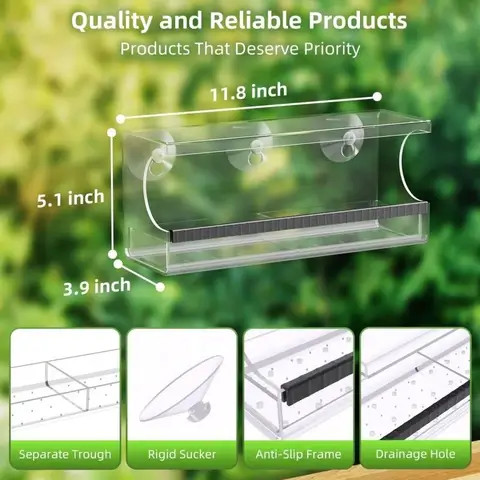 Buy Outdoor Hanging Window Bird Cage Clear Acrylic Wild Bird Feeder ...