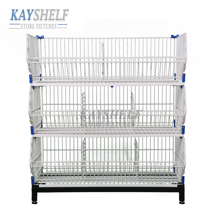 Buy Supermarket Stacking Basket Display Rack Convenience Store Wire ...