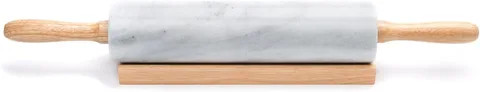Buy White Marble Rolling Pin With Wooden Cradle, Rolling Pin Kitchen ...