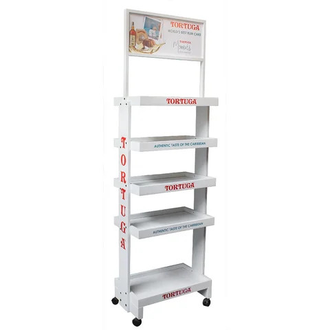 Buy Wood Display Rack Stand With 5 Shelf & Sign Header from Dongguan ...