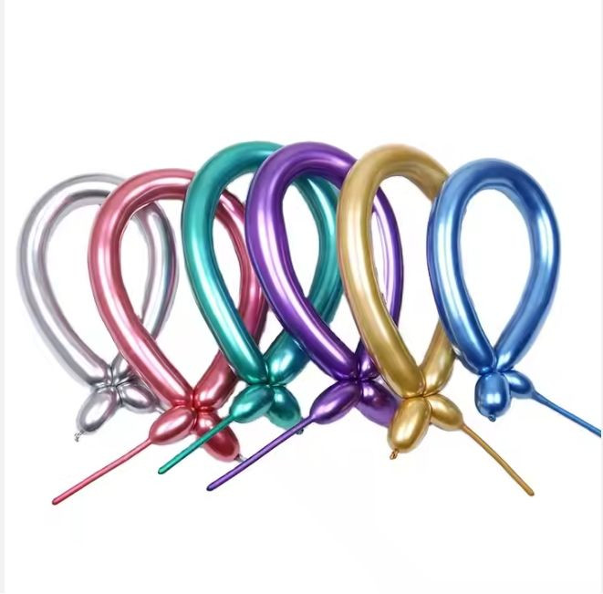 Buy 100pcs Metallic Strip Long Shape Latex Balloons For Wedding And ...