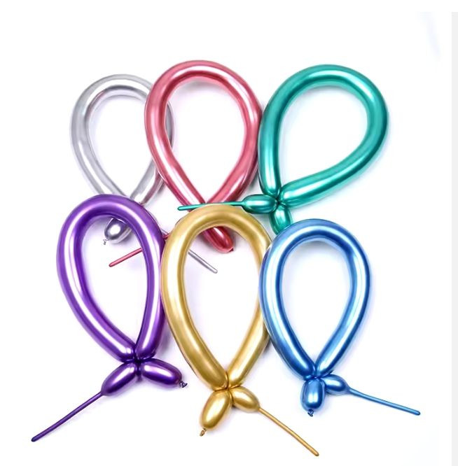 Buy 100pcs Metallic Strip Long Shape Latex Balloons For Wedding And ...