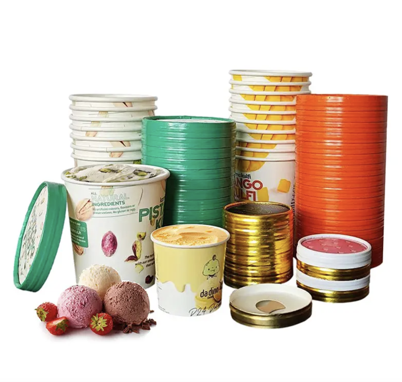 Buy Ice Cream Paper Tub With Stackable Lid And Wooden Spoon from ...