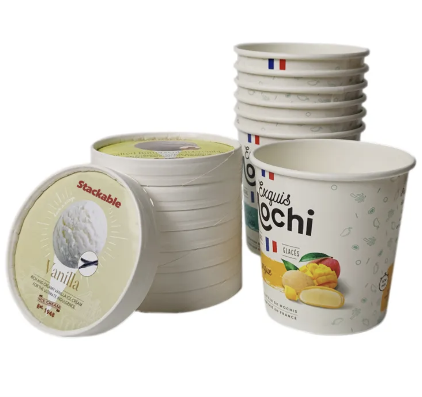 Buy Ice Cream Paper Tub With Stackable Lid And Wooden Spoon from ...
