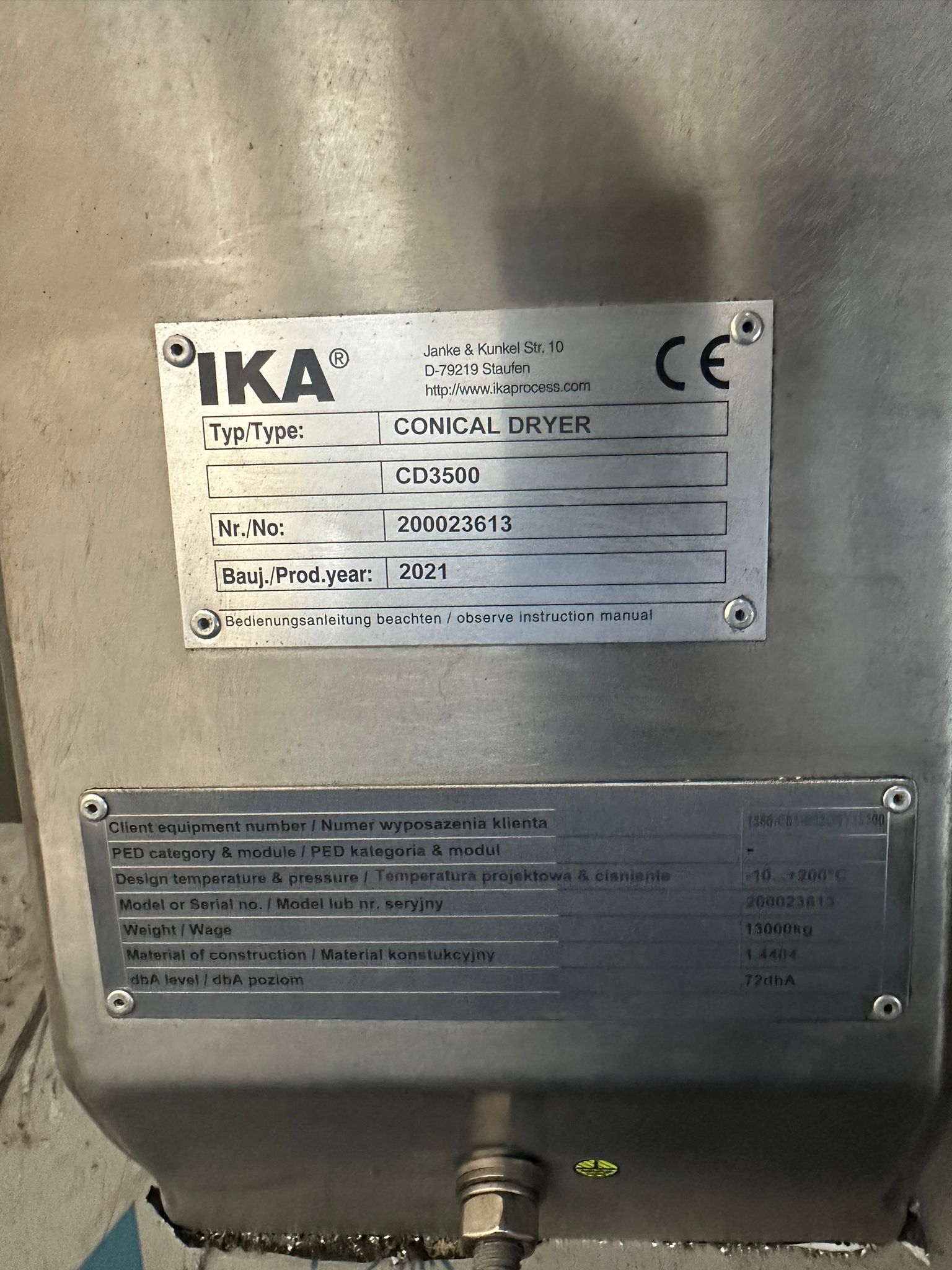 Buy Ika Conical Dryer Cd 3500 from EKG sp. z o. o., Poland | Tradewheel.com