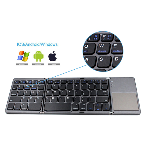 Buy Black Layout Foldable Bt Wireless Folding Bluetooth Keyboard Qwerty ...