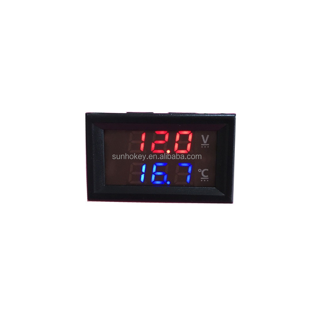 Buy Dc 12v 24v Red+red Led Digital Thermometer -50 ~125c Temperature ...