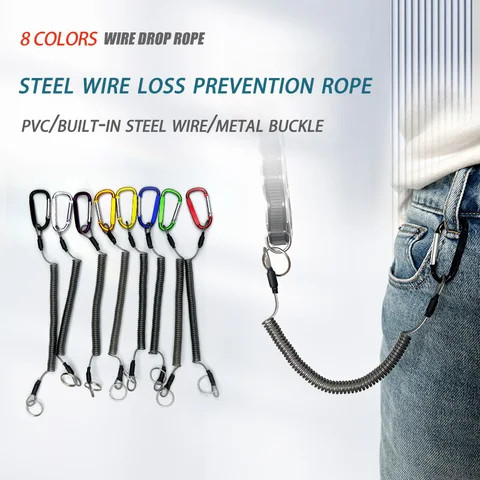 Buy Fishing Lanyard Retractable Steel Wire Coiled Lanyard Heavy Duty ...