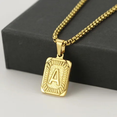 Buy Gold Plated Monogram Initials Alphabet Pendant Letter A To Z ...