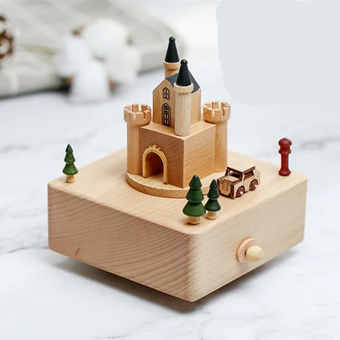 Buy High Quality Creative Music Box Wooden Music Box Carousel Music Box ...