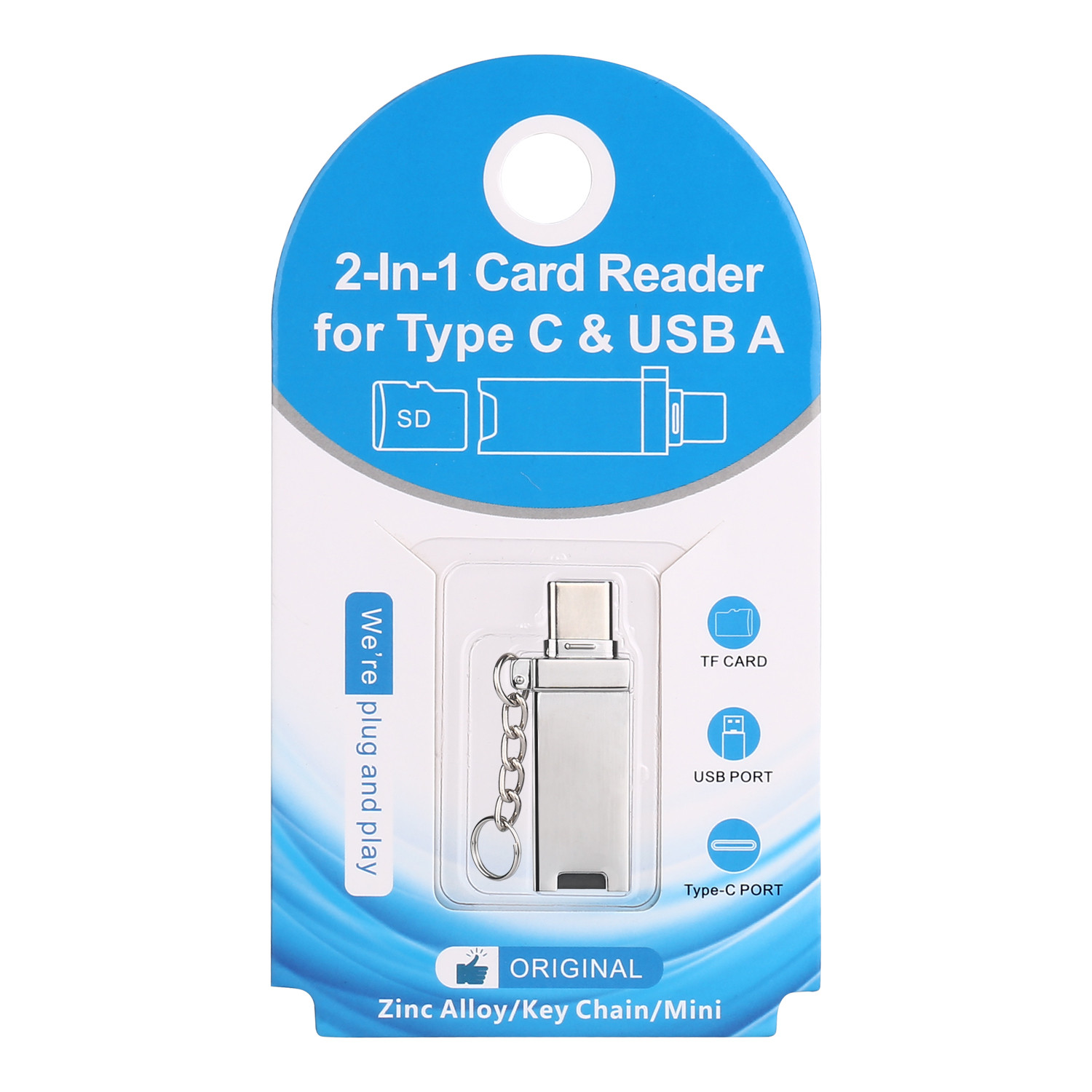 Buy Keychain Portable Otg 2 In 1 Card Reader For Type C &usb A ...