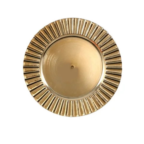 Buy Lite Gold Color Metal Charger Plates Round Shape Classical Embossed ...