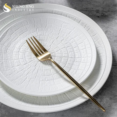 Buy Simple Luxury Western Restaurant Matte White Ceramic Dinnerware Set ...