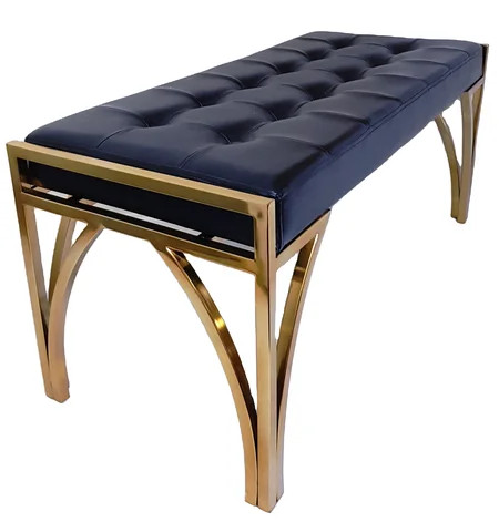 Buy Stainless Steel Curved Leg Gold Leather Bench Used For Seating ...