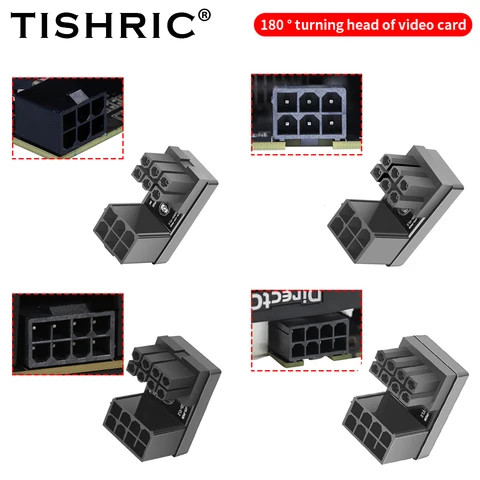 Buy Tishric Atx Gpu Adapter Pcie 6pin 8 Pin To 180 Degree Angle ...