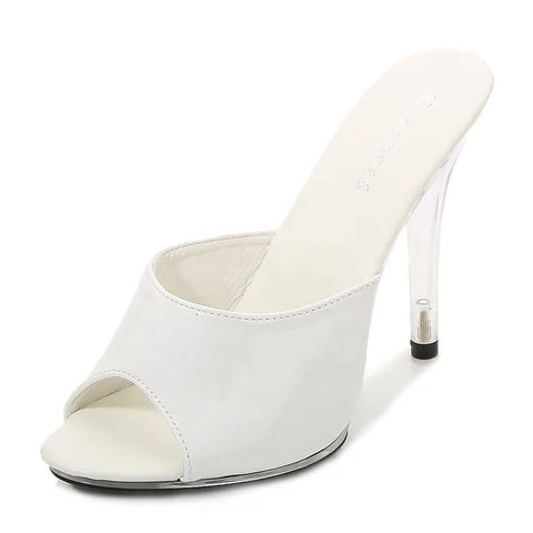 Buy Womens 13cm High Heel Leather Slippers Sandals New Style Open Back ...
