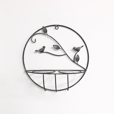 Buy Wrought Metal Round Circle Design Wall Hanging 2 Pc Flower Plant ...
