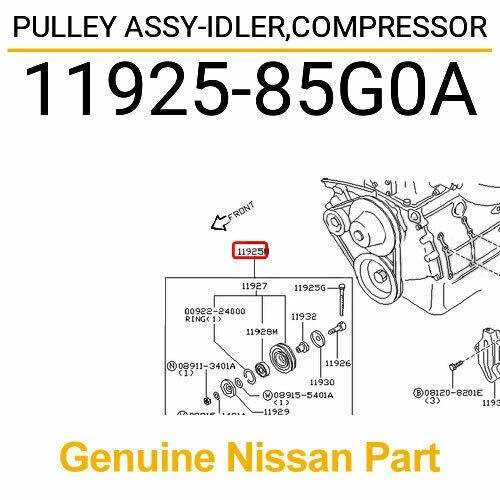 Buy 1192585g0a Genuine Nissan Pulley Assy-idler,compressor 11925-85g0a ...