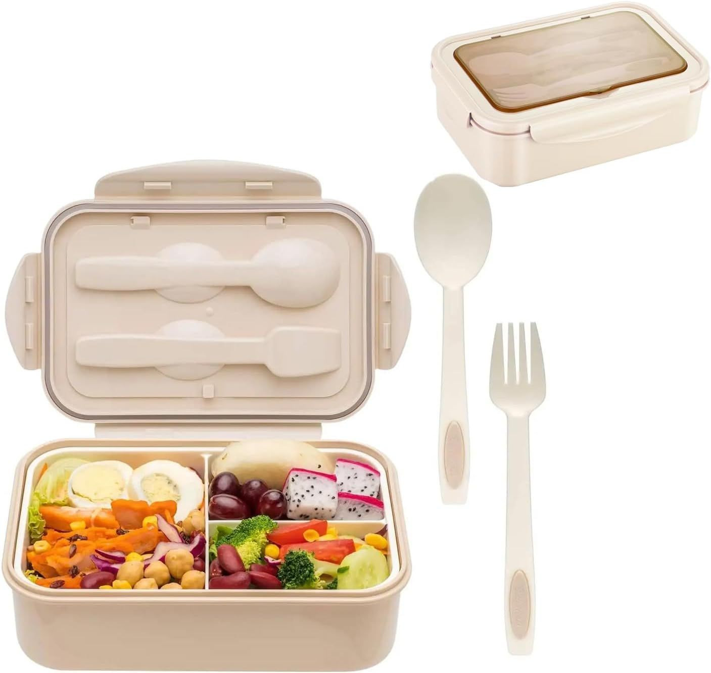 Buy Lunch Box For Kids And Adults | Bento Lunch Box 1400ml – 3-compartment Leakproof Tiffin With ...