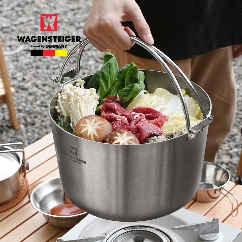 Buy 6.5l Sus304 3-ply Stainless Steel Camping Pot, Outdoor Stockpot ...
