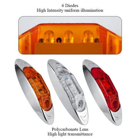 Buy 6 Led 12v 24v Truck Bumper Clear Side Marker Lamp Indicator ...