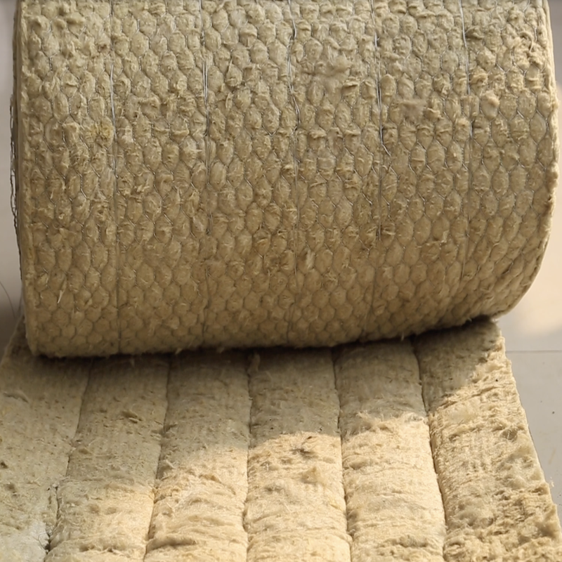Buy Astm C592 Stone Mineral Rock Wool Roll Fiber Insulation 50mm Rockwool Blanket With Wire Mesh ...