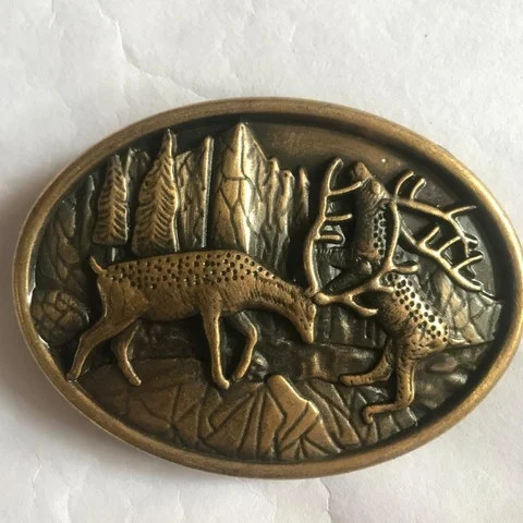 Buy Best Selling Vintage Solid Brass Deer Hunting Belt Buckle For Men ...