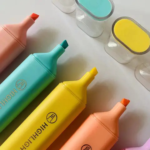 Buy B&x New Version 6 Candy Colors Chisel Tip Highlighter Marker Pen ...