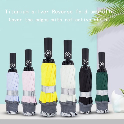 Buy Custom Fold Inverted Reverse Umbrella High-tech Titanium Silver ...