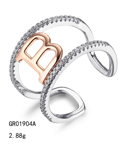 Buy Grace Personalized Customized Letter A-z Ring 18k Gold Plated Adjustable Cubic Zircon ...