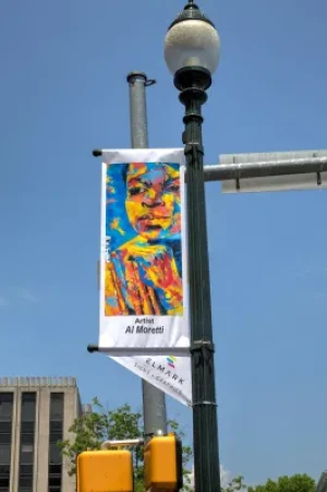 Buy Hanging Street Light Pole Banner Two Sides Customized Printing For ...