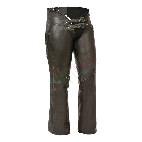 Buy Leather Chaps Pants Biker Cowboy Riding Racing Black Genuine ...