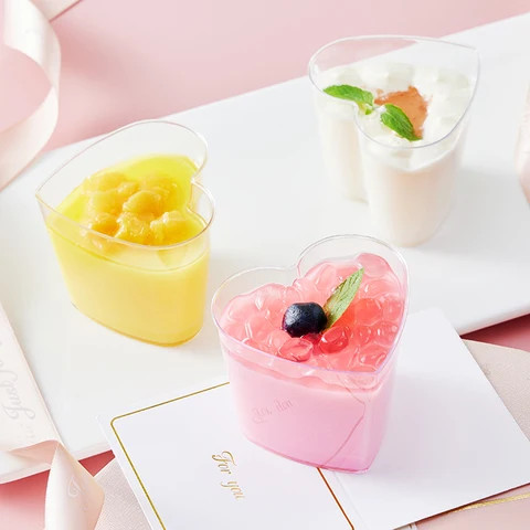 Buy Mingyu Disposable Plastic Hear Shaped Clear Dessert Cup With Lid My ...