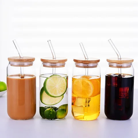 Buy Warehouse 16 Oz Glass Beer Can,summer Cold Drink Straw Cup With ...