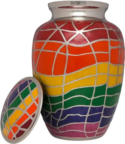 Buy Wholesale Rainbow Cremation Urn With Silver Accents Funeral Pot For ...
