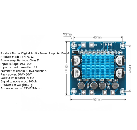 Buy Xh-a232 Hd Digital Audio Power Amplifier Board Mp3 Amplifier Module ...