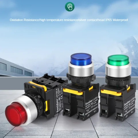 Buy 22mm Extended Round High Head Illuminated Push Button Switches 12v ...