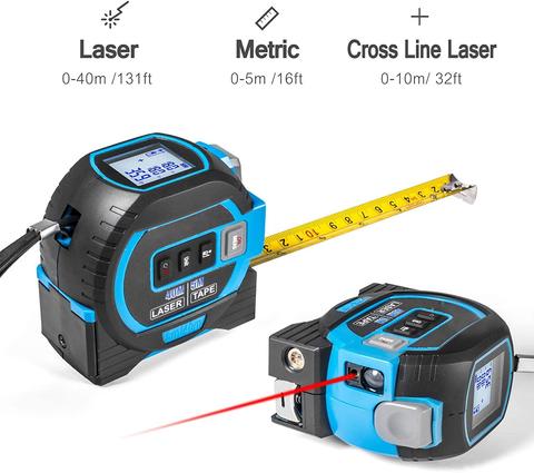 Buy 3-in-1 Measure 131 Ft/40m Digital Laser Tape Measure16 Ft /5m Laser Distance With Lcd ...