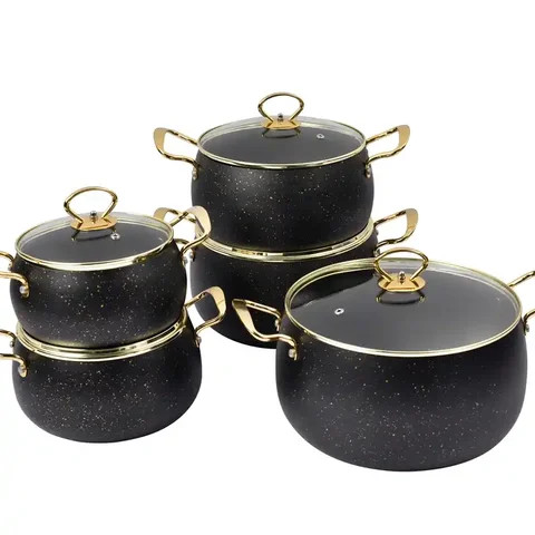 Buy 6-10pcs Expand Belly Cooking Pot Set Aluminum Swelled Casserole Set ...