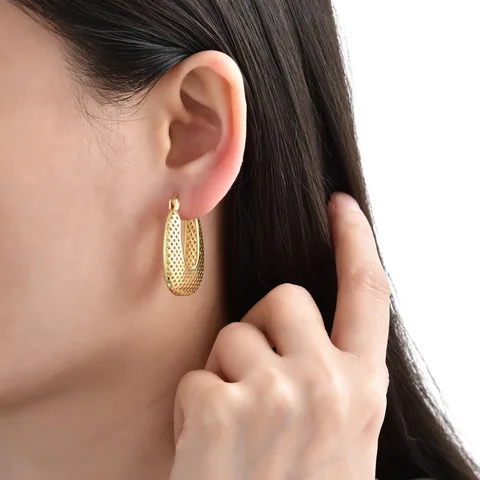 Buy French Retro Grid-type Copper-plated 18k Gold Earrings For Girls ...