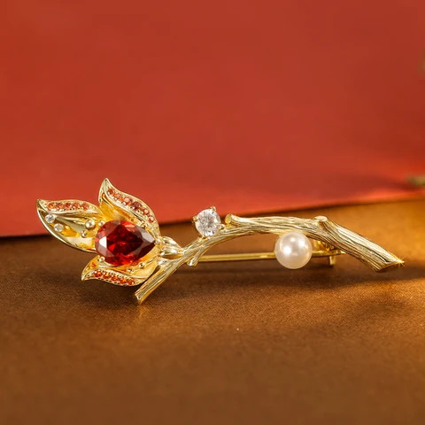 Buy Grace Jewelry Gold Plate Custom Red White Zircon Freshwater Pearl ...