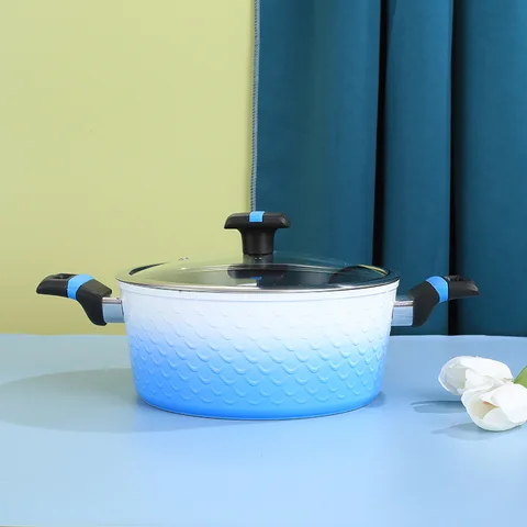 Buy Gradient Blue Series Cooking Pots And Pans Set Aluminium Frying Pan ...